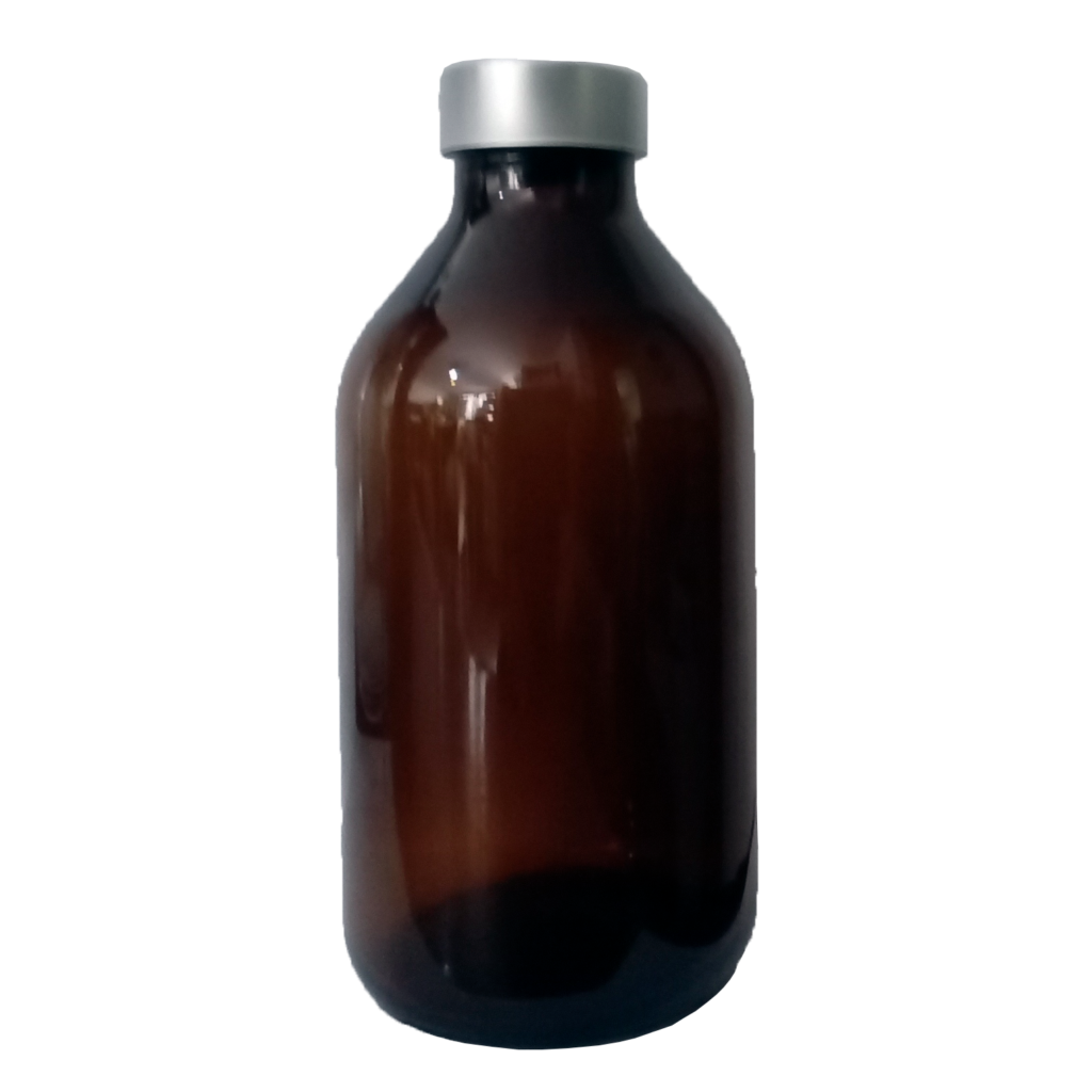 Frasco Vial de Vidrio Ámbar con Tapón de Butilo y Precinto de Aluminio ...