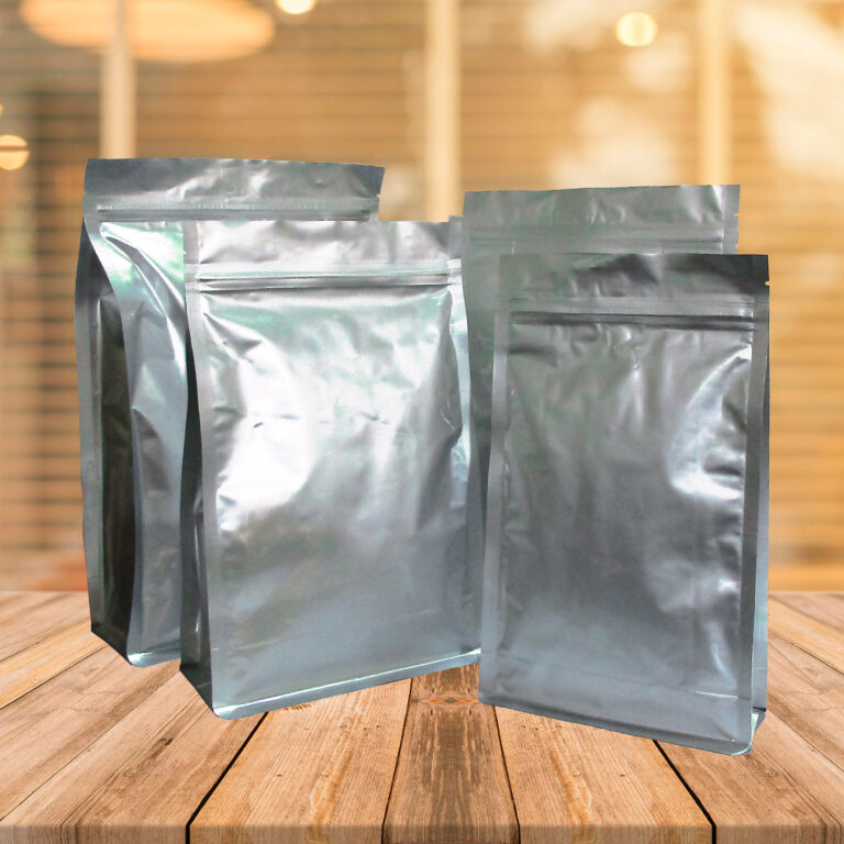 Bolsas doypack trilaminadas con lámina de aluminio con base plana ...